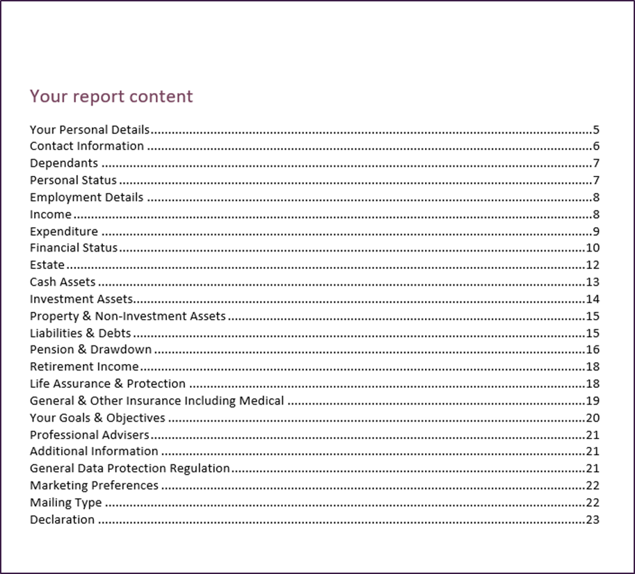 Individual Fact Find report explained - Iress Community