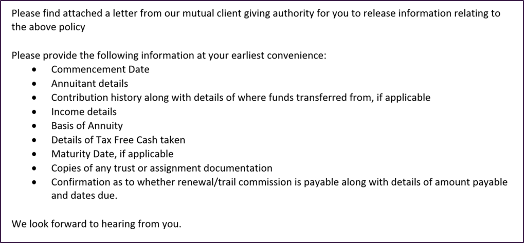 Managed Field Content examples for Letters of Authority (LOA) - Iress ...