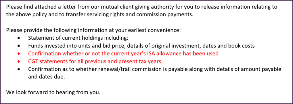 Managed Field Content examples for Letters of Authority (LOA) - Iress ...