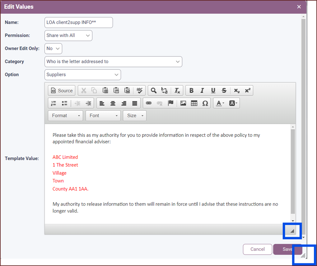 Managed Field Content examples for Letters of Authority (LOA) - Iress ...